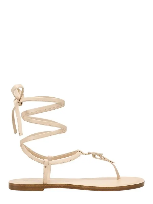 STUART WEITZMAN Georgie Leather Ankle-wrap Flat Sandals - Barely Beige