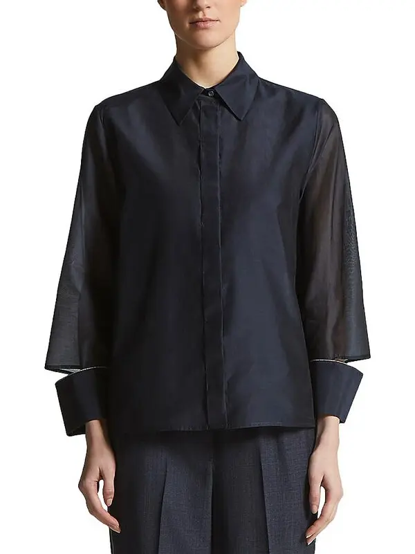 Peserico Cotton And Silk Blouse - Ink