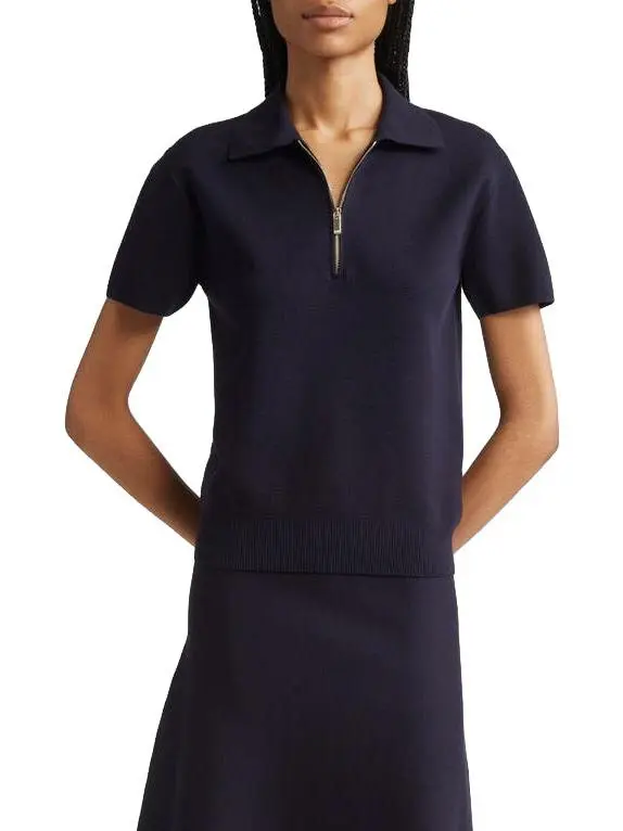 MAX MARA STUDIO Teti Half-zip Polo - Navy