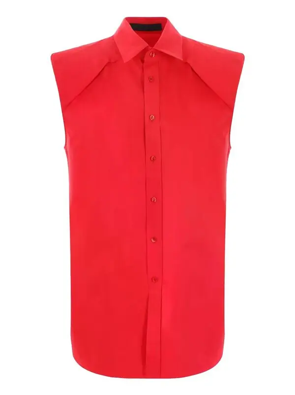 ALAINPAUL Padded-shoulder Sleeveless Shirt - Red