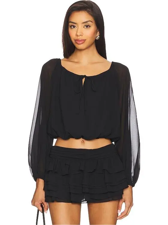 Amanda Uprichard Dallas Tie Top - Black