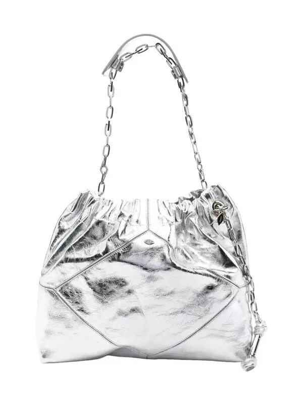 Ba&sh Leather Shoulder Bag With Chain Strap - Silver