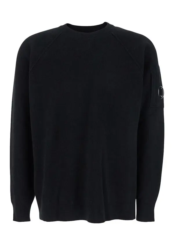 C.P. COMPANY Wool Blend Crewneck Sweater - Black