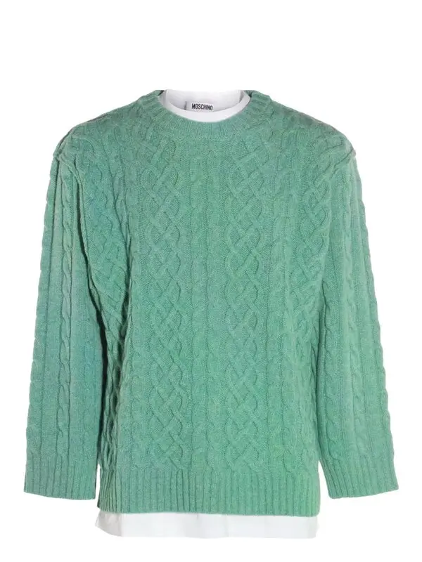 Moschino Cable-knit Crew-neck Sweater - Green