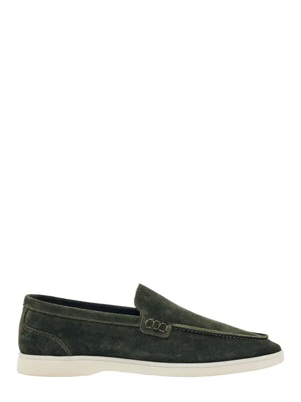 REISS Suede Slip-on Loafers - Forest Green