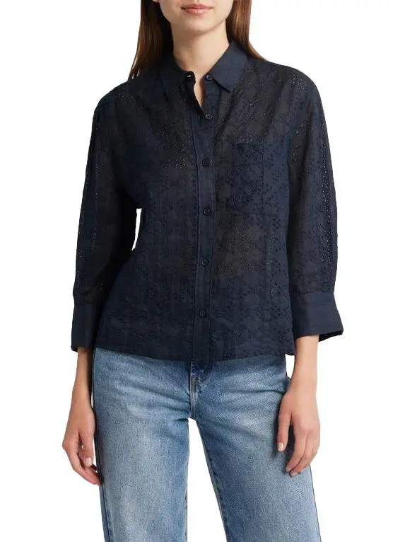 Rag & Bone Lucia Eyelet Ramie Button-up Shirt - Slemb