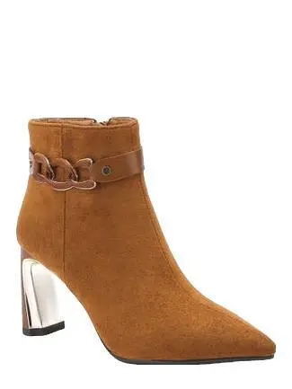 NINETY UNION Chain Ornament Metal Heel Bootie - Tan