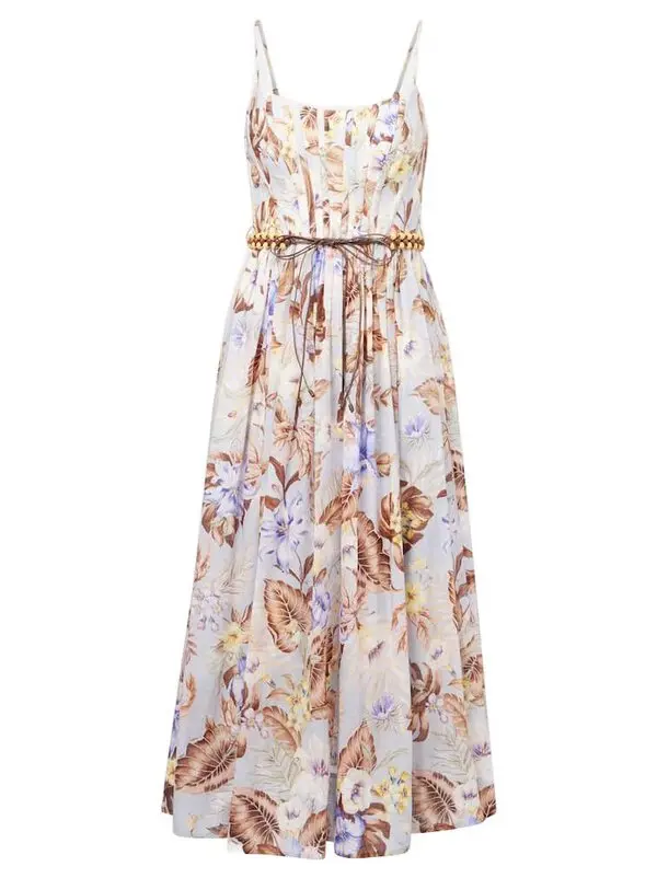 Zimmermann Rhiannon Floral Cotton Bustier Dress - Multicoloured