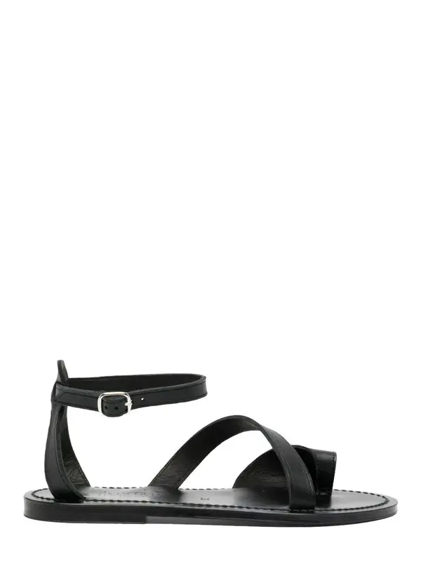 K.JACQUES Leather Cross-strap Sandals - Black