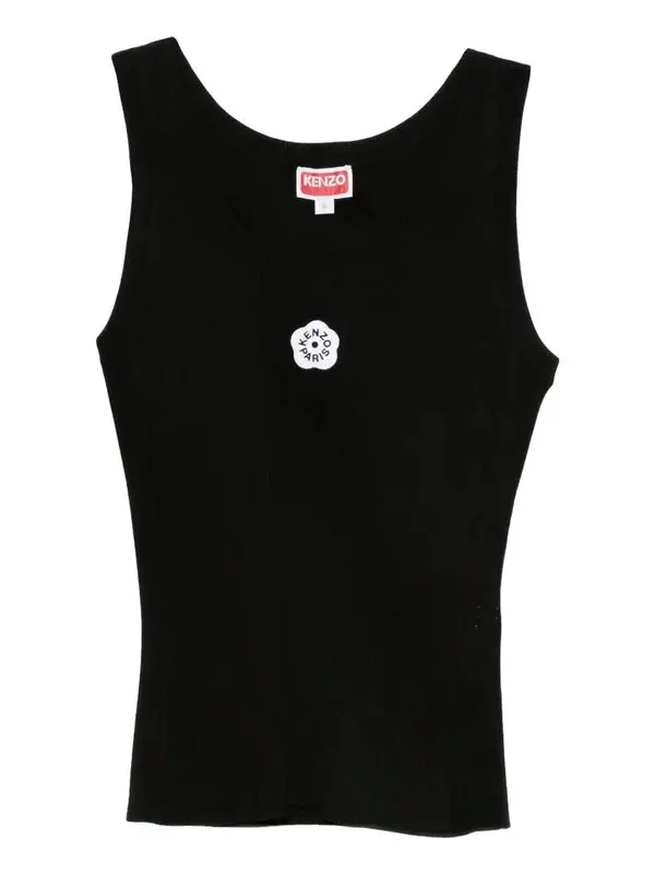 Kenzo Boke Flower 2.0' Embroidered Ribbed Top - Black