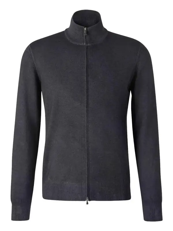 GRAN SASSO High-neck Zip-front Cardigan - Blue