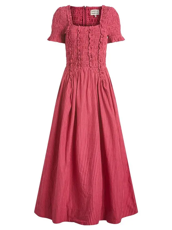 DAMSON MADDER Raphaela Ruffle Midi Dress - Berry