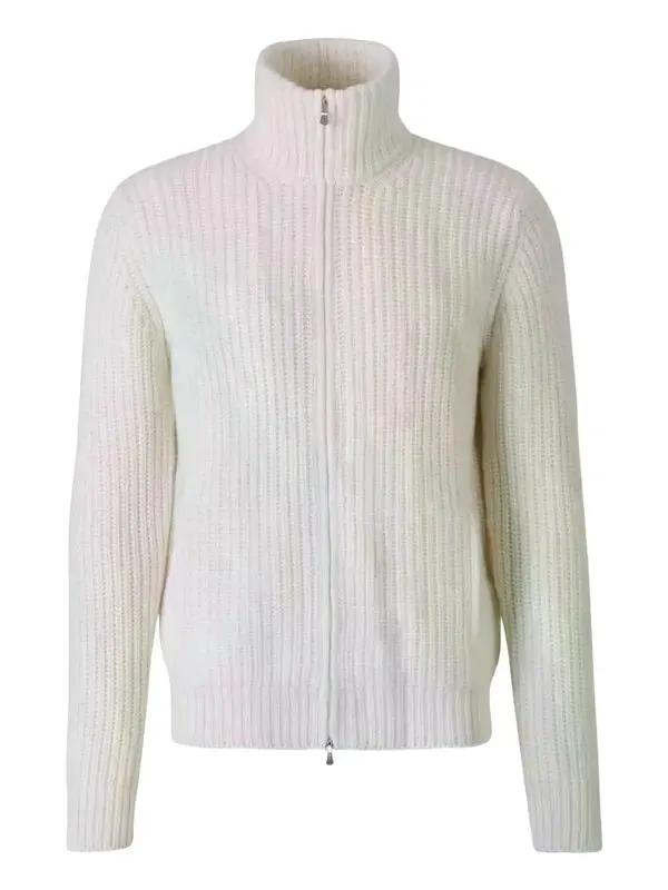 GRAN SASSO Zip-closure Ribbed Cardigan - White