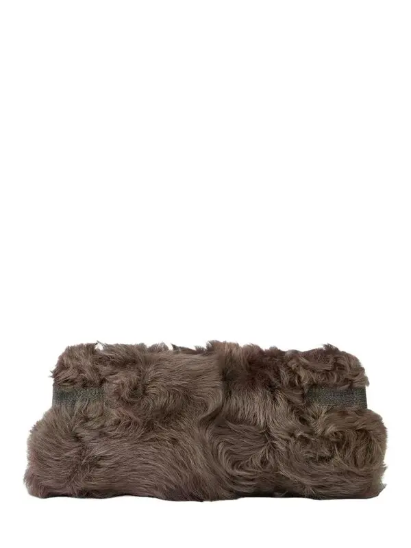 Brunello Cucinelli Wavy Shearling Clutch - Brown