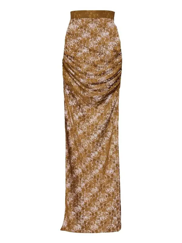Alex Perry Floral Sheer Lace Skirt - Green