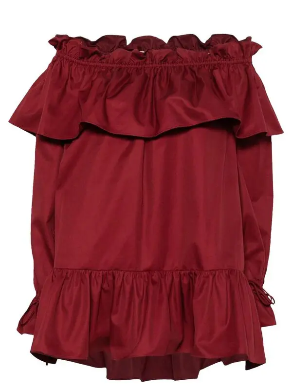 Saint Laurent Cotton Twill Mini Dress - Red