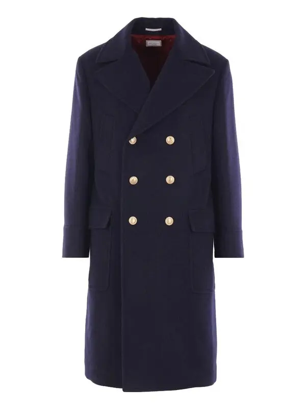 Brunello Cucinelli Double-breasted Wool Coat - Blue