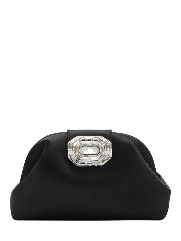 Amina Muaddi Camelia Satin Clutch - Black