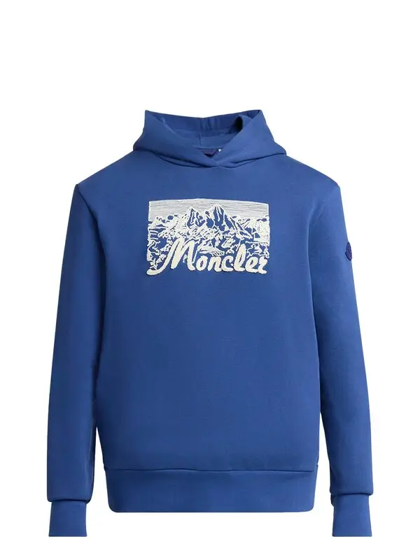 Moncler Chenille Mountain Logo Hoodie - Dark Blue