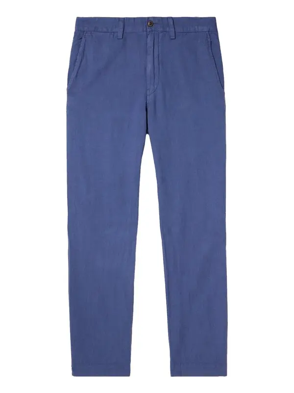 Ralph Lauren Straight-leg Linen And Cotton-blend Trousers - Blue