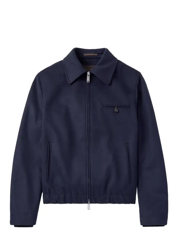 Incotex Virgin Wool-blend Bomber Jacket - Blue