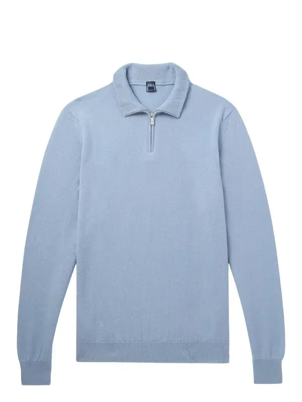 Fedeli Favonio Slim-fit Cashmere Half-zip Sweater - Blue