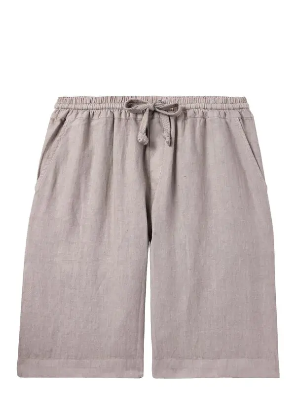 Fedeli Vico Straight-leg Linen Shorts - Brown