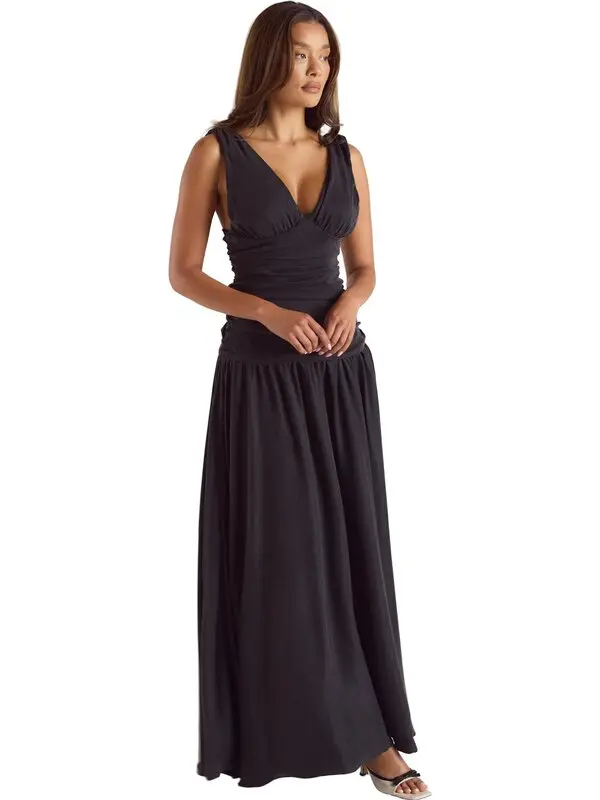 Lounge Polka Dot Maxi Dress - Black