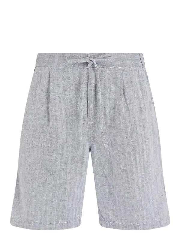 Frescobol Carioca Rui Herringbone Cotton And Linen-blend Shorts - Blue