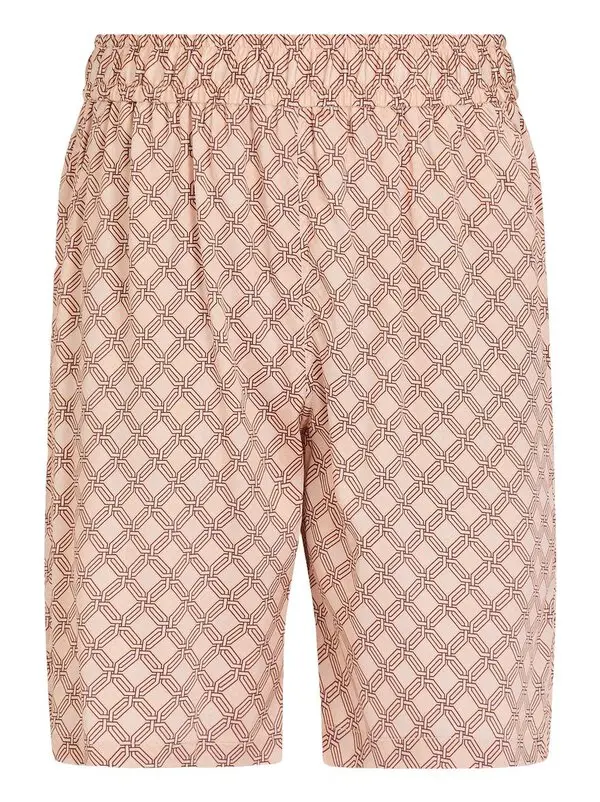 Frescobol Carioca Palma Printed Stretch-silk Drawstring Shorts - Blush