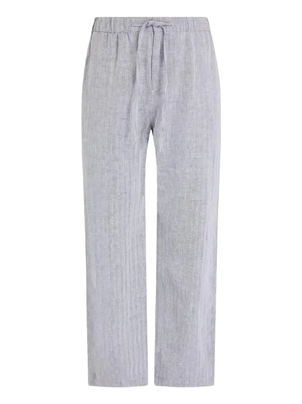 Frescobol Carioca Rocha Herringbone Cotton And Linen-blend Drawstring Pants - Blue