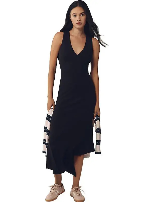 NATION LOS ANGELES Sleeveless V-neck Midi Dress - Black