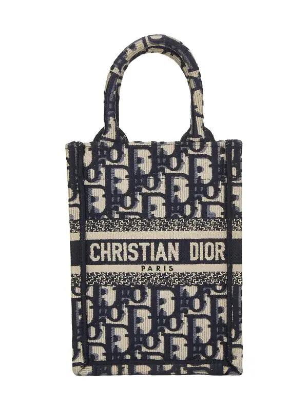 Dior Oblique Canvas Book Tote Phone Bag Mini - Blue