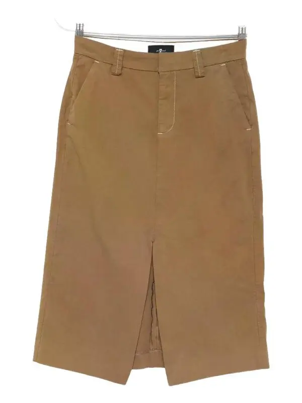 7 For All Mankind Contrast-stitching Midi Skirt - Neutrals