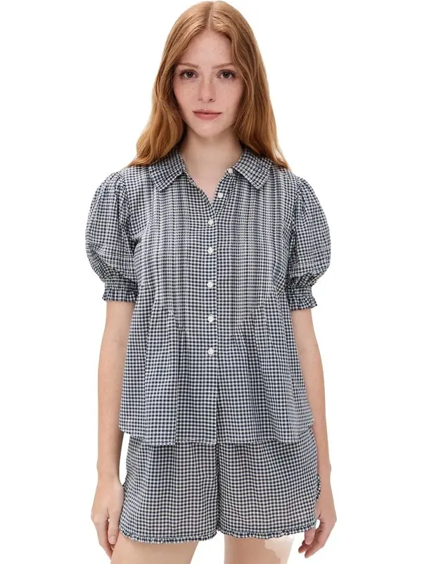 Birds Of Paradis Jess Blouse - Inkwell Gingham