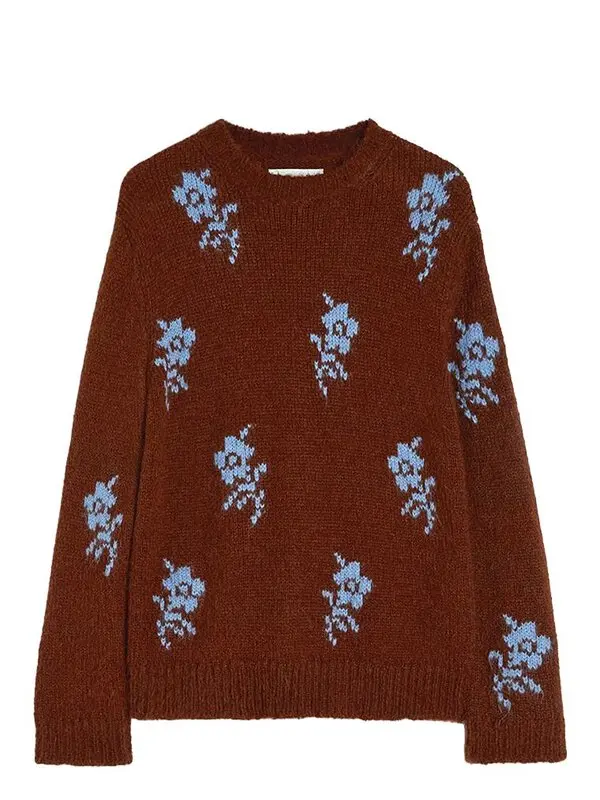 JIL SANDER Wool-blend Floral Intarsia Knit Sweater - Multi