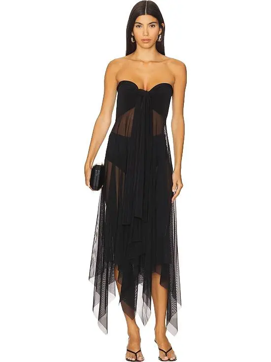 Norma Kamali Convertible Combo Dress - Black & Black Mesh