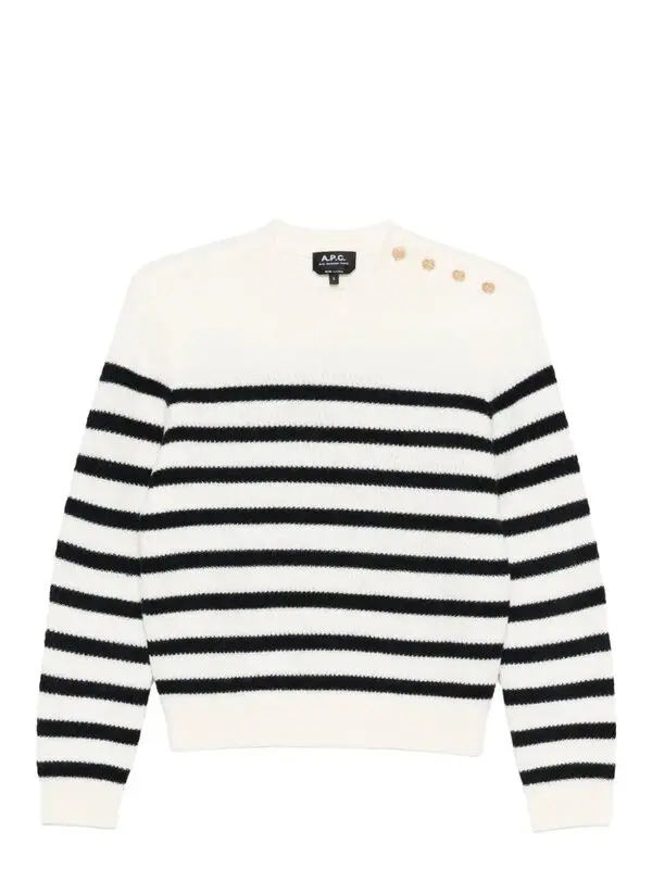 A.p.c. Lea Striped Wool Jumper - White