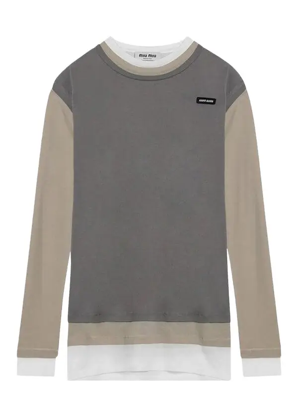 Miu Miu Multi Layer Jersey Top - White