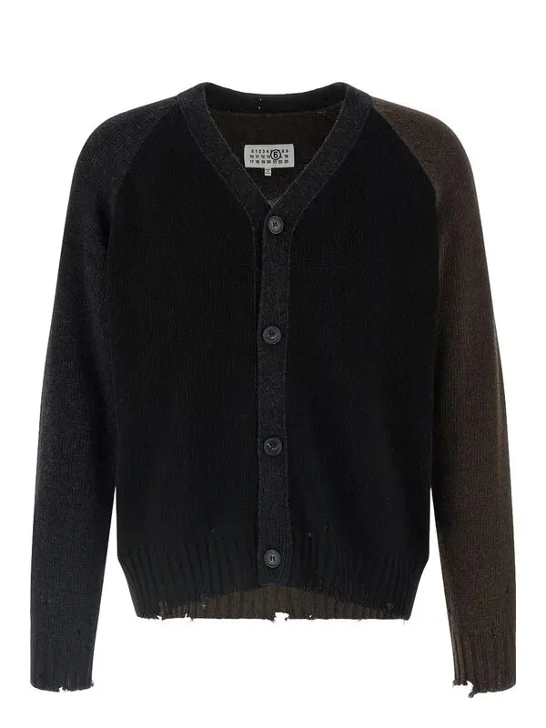 MAISON MARGIELA Two-tone Suede Patch Cardigan - Multicolor