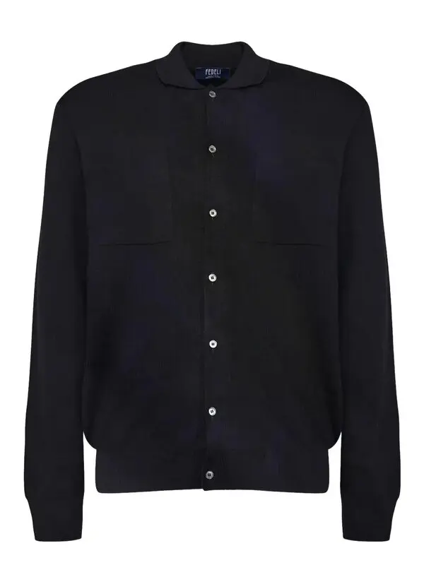 Fedeli Polo-neck Milano Stitch Sweater - Black