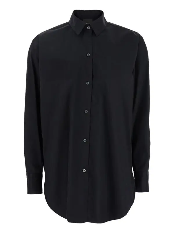 PLAIN Shirt With Classic Collar In Cotton Blend Stretch - Black