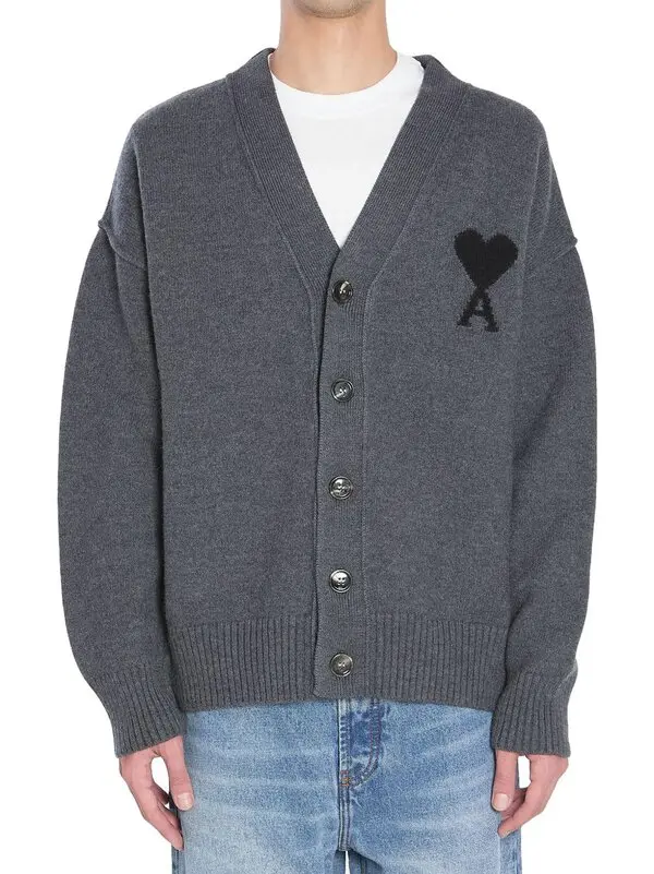 Ami De Coeur Wool Cardigan - Grey