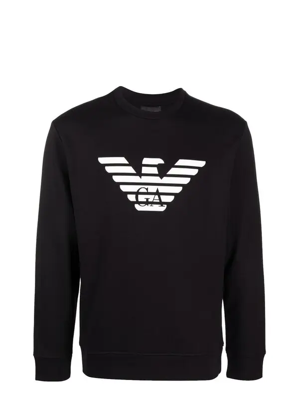 Emporio Armani Crewneck Cotton-modal Blend Sweatshirt - Black