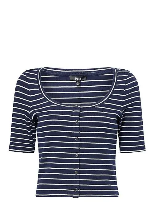 Paige Evette Striped Stretch-cotton Top - Navy/white