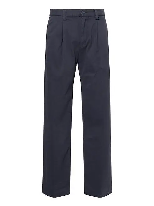 7 For All Mankind Pleated Straight-leg Cotton Trouser - Twill Vulcan