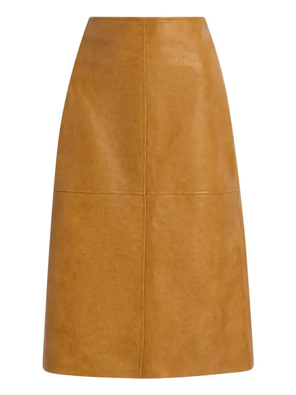 Rag & Bone Jordie Faux Leather Midi Skirt - Camel