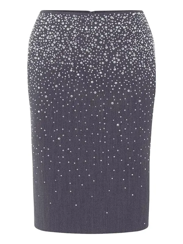 Alex Perry Crystal-embellished Pencil Skirt - Slate Grey