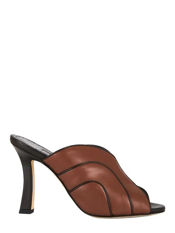 Manolo Blahnik Nikanor 105 Mule - Medium Brown & Dark Brown