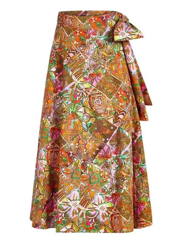 MARIE OLIVER Asymmetric Ruffled Wrap Skirt - Brown